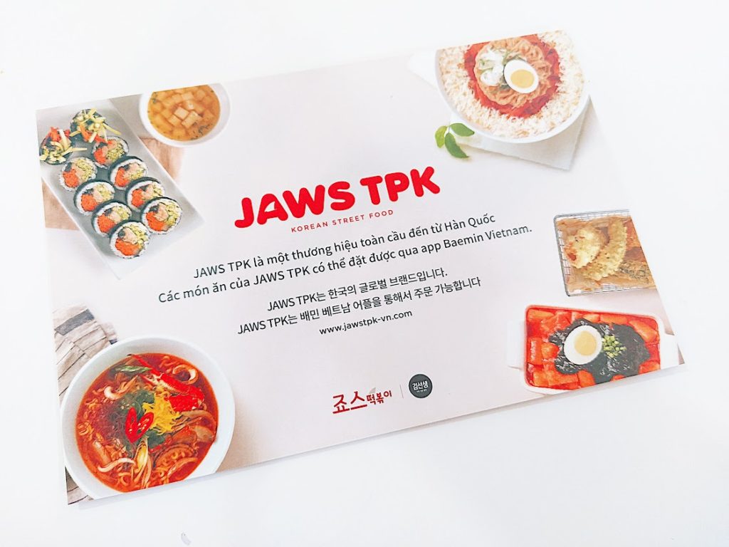 【一時？閉店】JAWS TPK | 韓国のB級グルメ『トッポギ＆キンパ』人気チェーン店【テイクアウト＆デリバリー専門】 - ベトナムリアルガイド